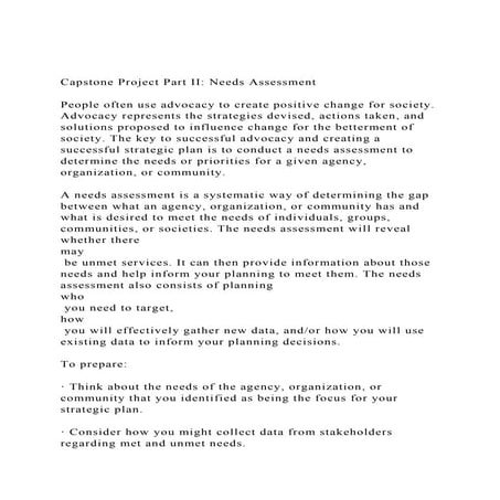Capstone Project Part II Needs AssessmentPeople often use a.docx
