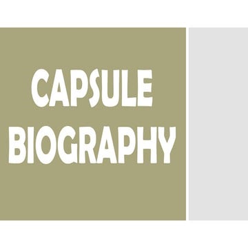 capsule biography ChatGPT A capsule biography is a succinct and focused ...
