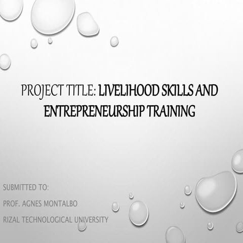 Project Title: Livelihood Skills and Entrepreneurship Training | PPTX