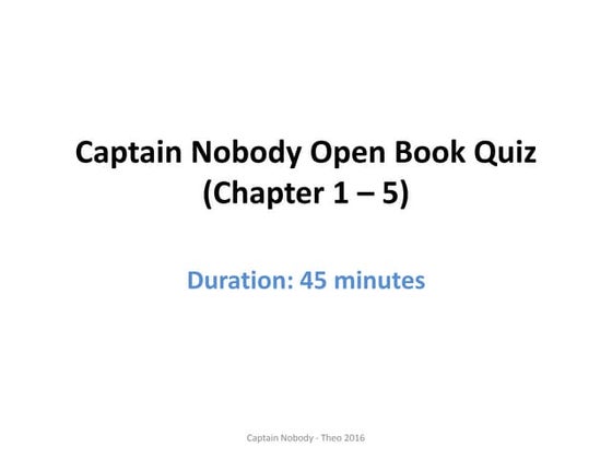 Captain Nobody Chapter 1 5 summary | PDF