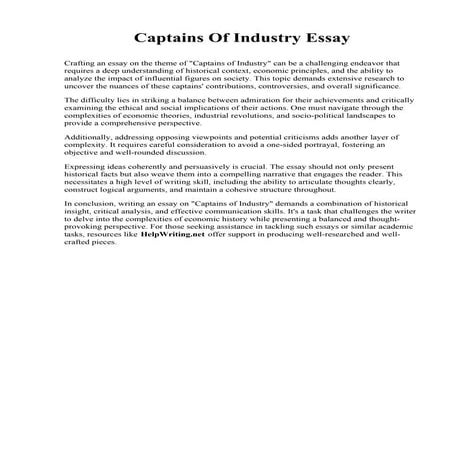 Captains Of Industry Essay. University of Holy Cross | PDF ...