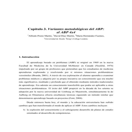 Capítulo 3 alfredo prieto variantes metodológicas abp abp4x4 | PDF