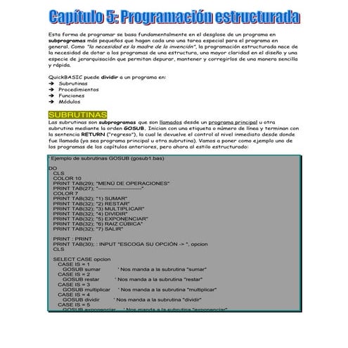 Capítulo 5 programación estructurada | DOC | Programming Languages | Computing
