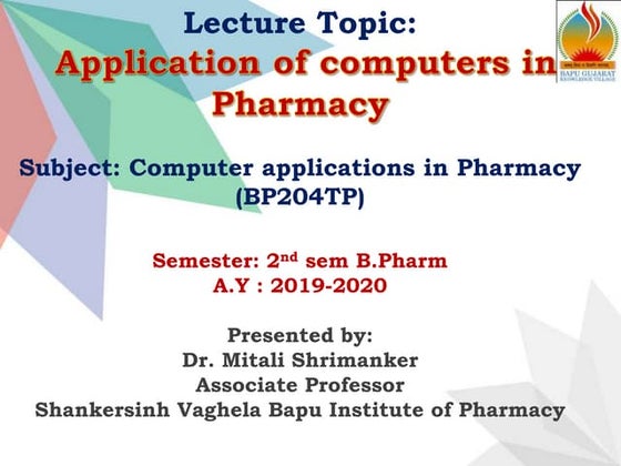 Application of Computers in Pharmacy | PPTX