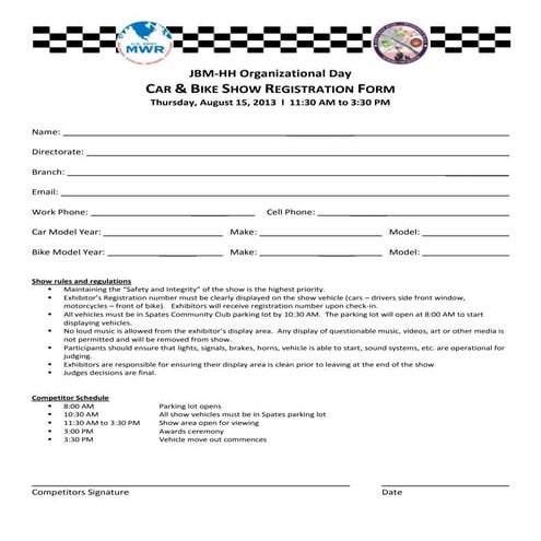 Car bike show registration form | PDF