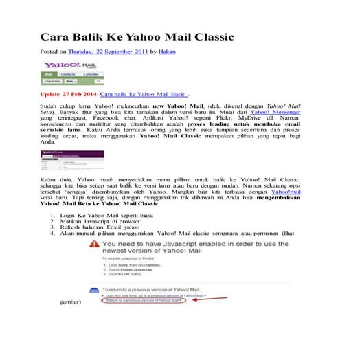 Cara balik ke yahoo mail | PDF