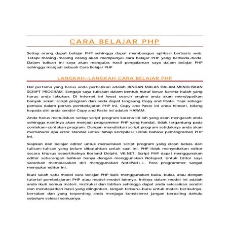 Cara Belajar PHP | PDF