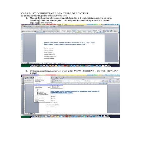 Cara buat dokumen map dan table of content | DOCX