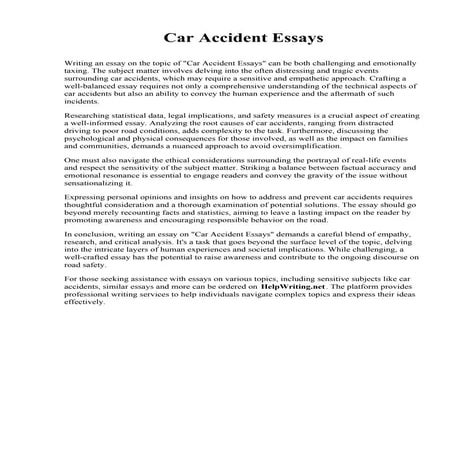 Car Accident Essays.pdf | Injuries | Diseases and Conditions