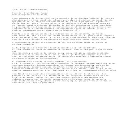 Ejemplo De Un Interrogatorio SAMPLE: Es Mejor Si Esta Estructurado, No