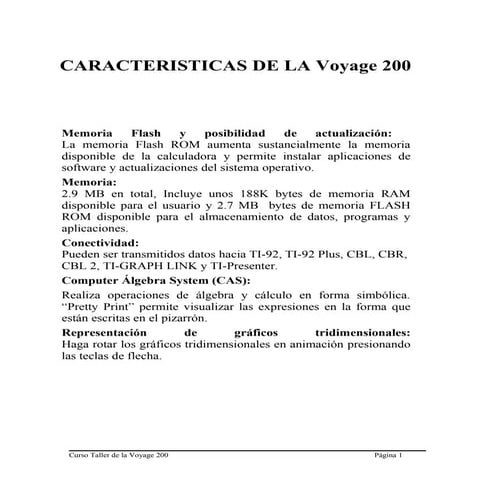 CALCULADORA VOYAGE Características de la voyage 200 (3) | DOC