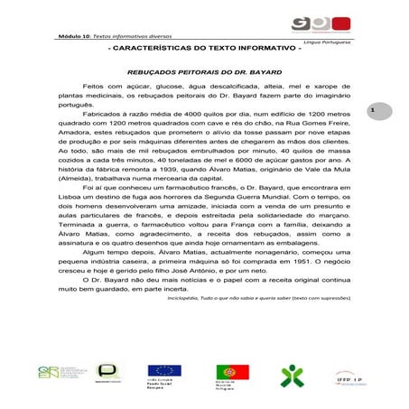 Características do texto informativo | DOCX