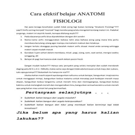 Cara efektif belajar anatomi fisiologi | PDF