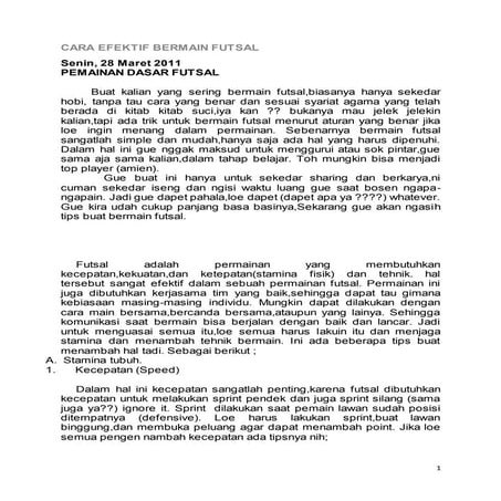 Cara efektif bermain futsal | DOCX