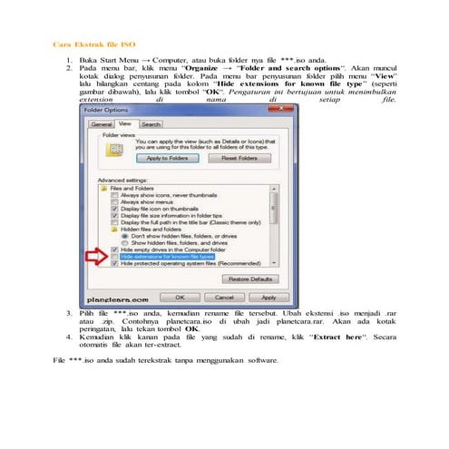 Cara ekstrak file iso | DOCX