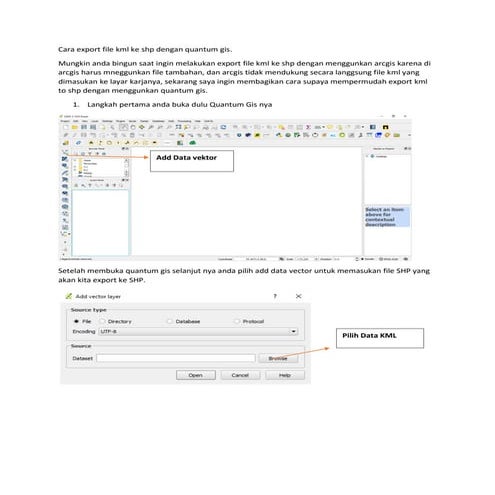 Cara export file kml ke shp dengan quantum gis | PDF