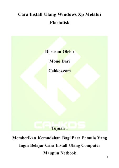 Panduan Cara Menginstall Windows Xp Sp3 Untuk Pemula Lengkap Dengan Gambar | PDF