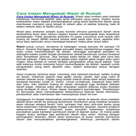 Cara instan mengobati wasir di rumah | PDF
