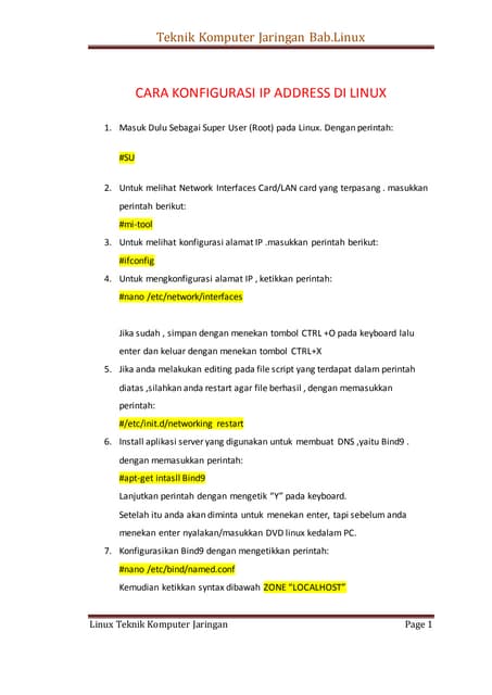 Konfigurasi IP address | PDF