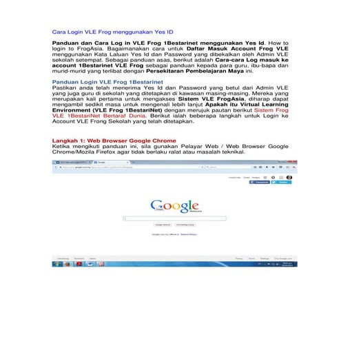 Cara login vle frog menggunakan yes id | PDF