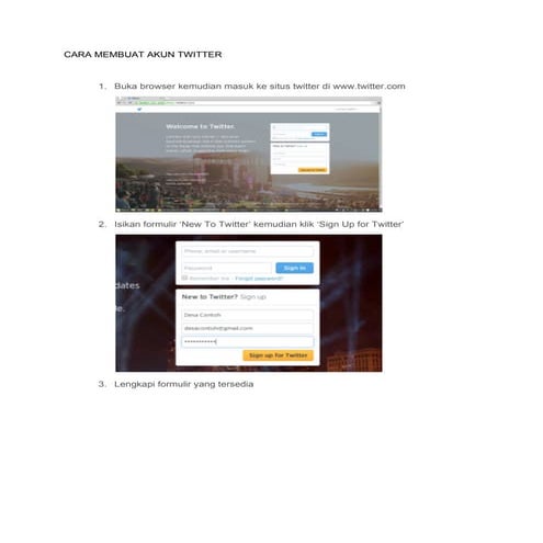 Cara membuat akun twitter | PDF