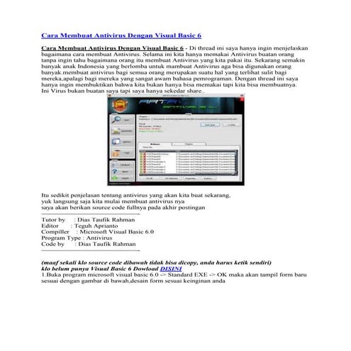 Cara membuat antivirus dengan visual basic 6 | DOCX