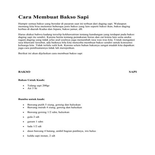 Cara membuat bakso sapi | PDF