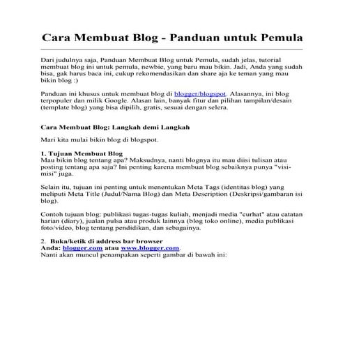 Cara membuat blog untuk pemula | PDF