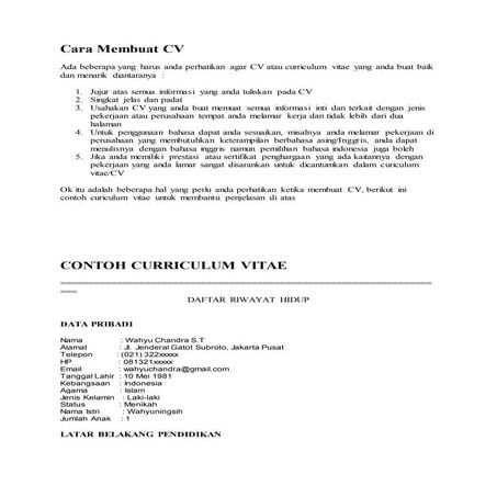 Cara membuat cv | DOCX