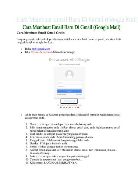 Cara membuat email dengan Gmail oleh Muhammad Hidayatullah | PPT