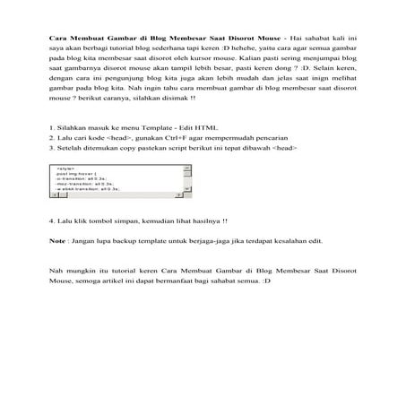 Cara membuat gambar di blog membesar saat disorot mouse | PDF