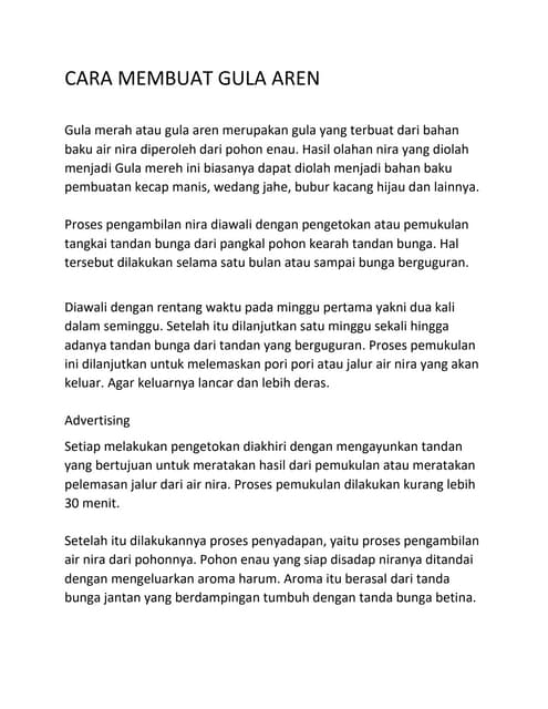 Gula aren semut | PDF