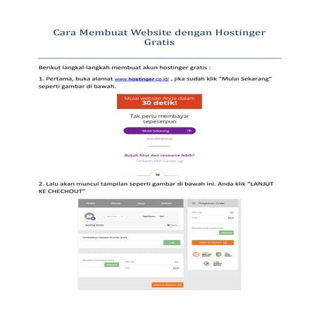 Cara membuat website dengan hostinger gratis | PDF