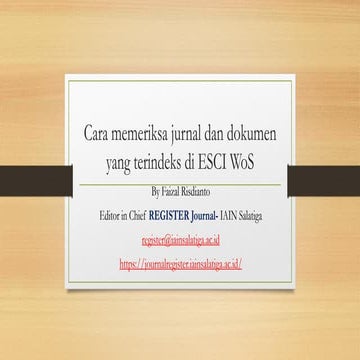 Cara memeriksa jurnal dan dokumen yang terindeks di web of science(1) | PDF
