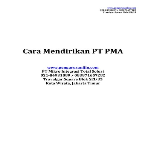 Cara mendirikan pt pma | PDF
