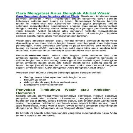 Cara mengatasi anus bengkak akibat wasir | PDF
