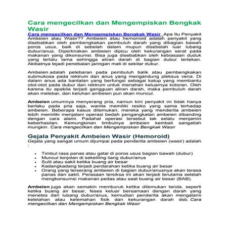 Cara mengecilkan dan mengempiskan bengkak wasir | PDF