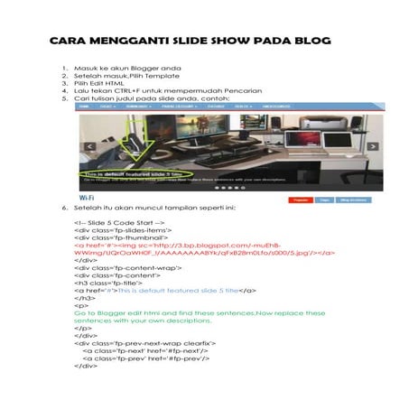 Cara mengganti slide show pada blog | PDF