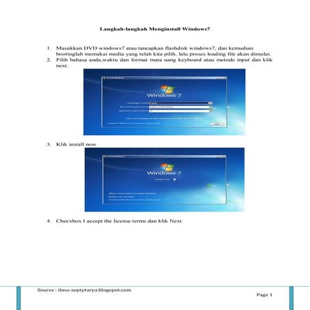 Cara menginstall windows7 | PDF