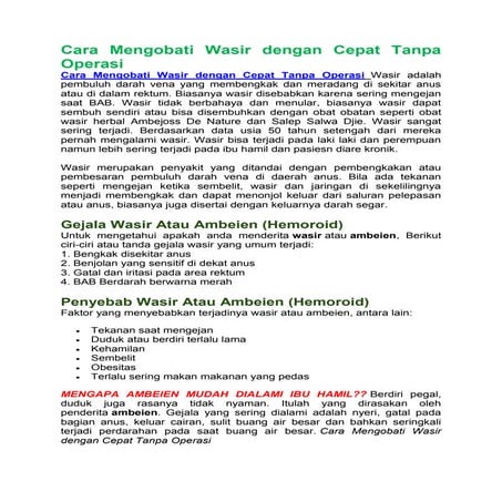 Ambeien stadium 4, benjolan tidak bisa masuk lagi | PDF