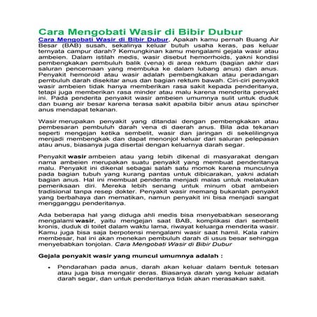 Cara mengobati wasir di bibir dubur | PDF
