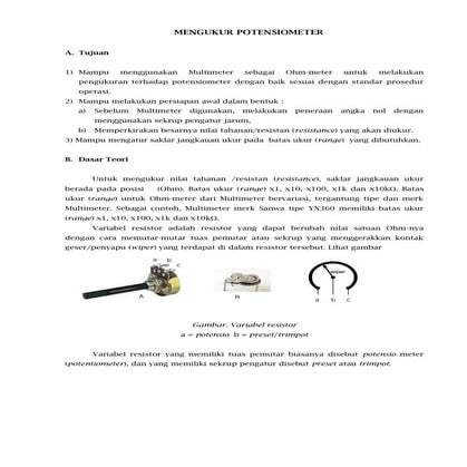 Cara mengukur potensiometer | PDF