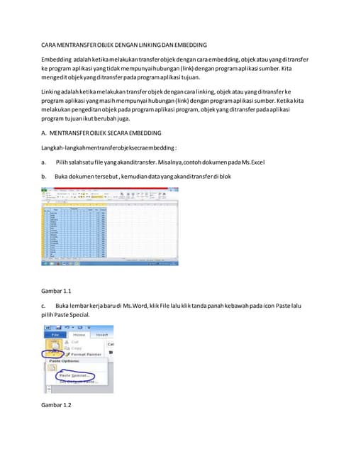 Cara mentransfer objek dengan linking dan embedding | DOCX Cara mentransfer objek dengan linking dan embedding | DOCX