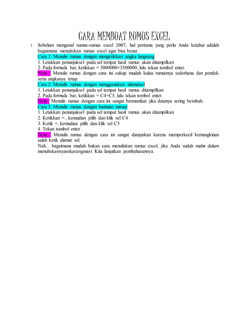 Cara menulis rumus excel | PDF Cara menulis rumus excel | PDF