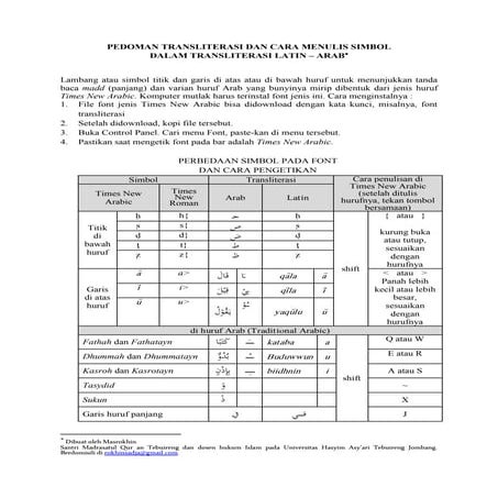 Pedoman Transliterasi dan Cara Menulis Simbol | PDF