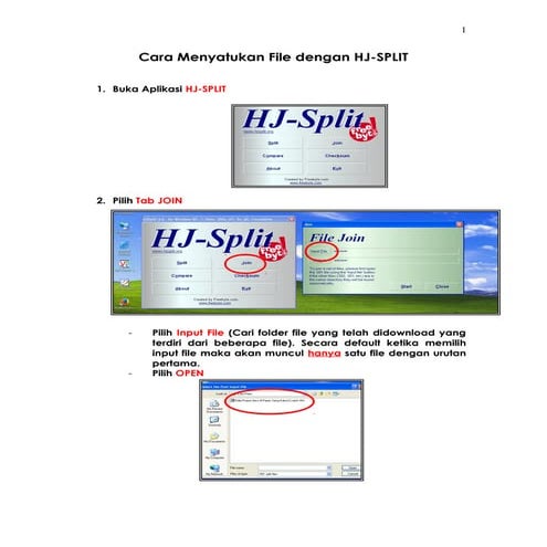 Cara menyatukan file dengan software HJ Split | DOC