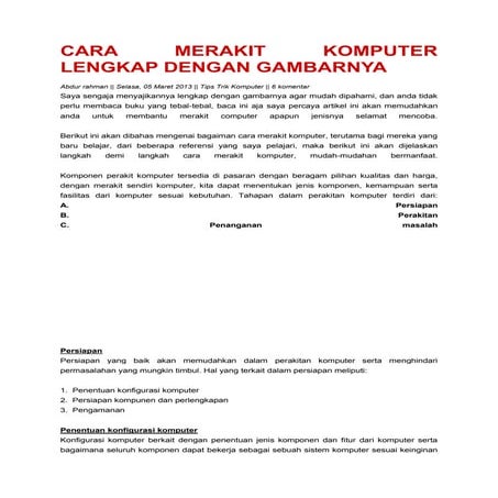 MERAKIT KOMPUTER / CPU(Central Processing Unit) | PPTX