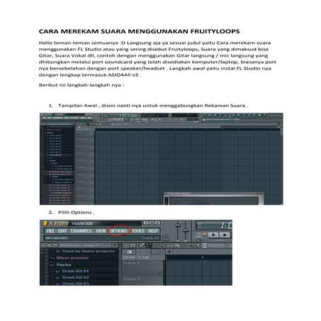 Cara Merekam Suara Menggunakan Fruityloops | PDF