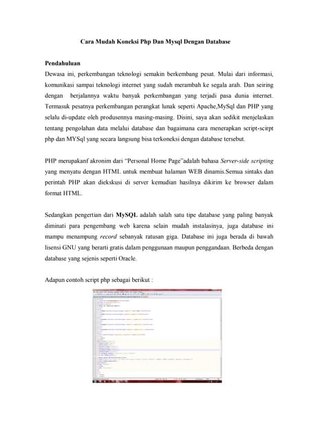 Cara mudah koneksi php dan mysql dengan database | PDF Cara mudah koneksi php dan mysql dengan database | PDF