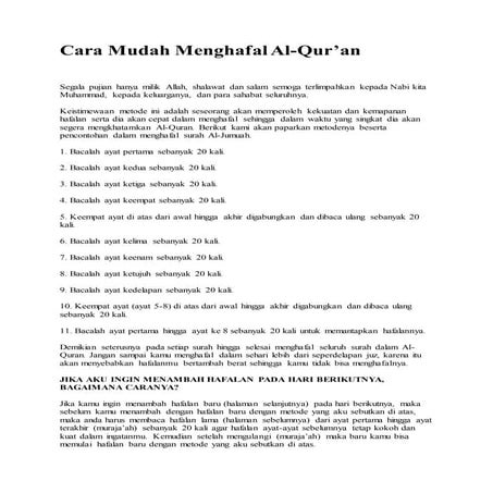 Cara Mudah Menghafal Al-Qur'an | DOCX
